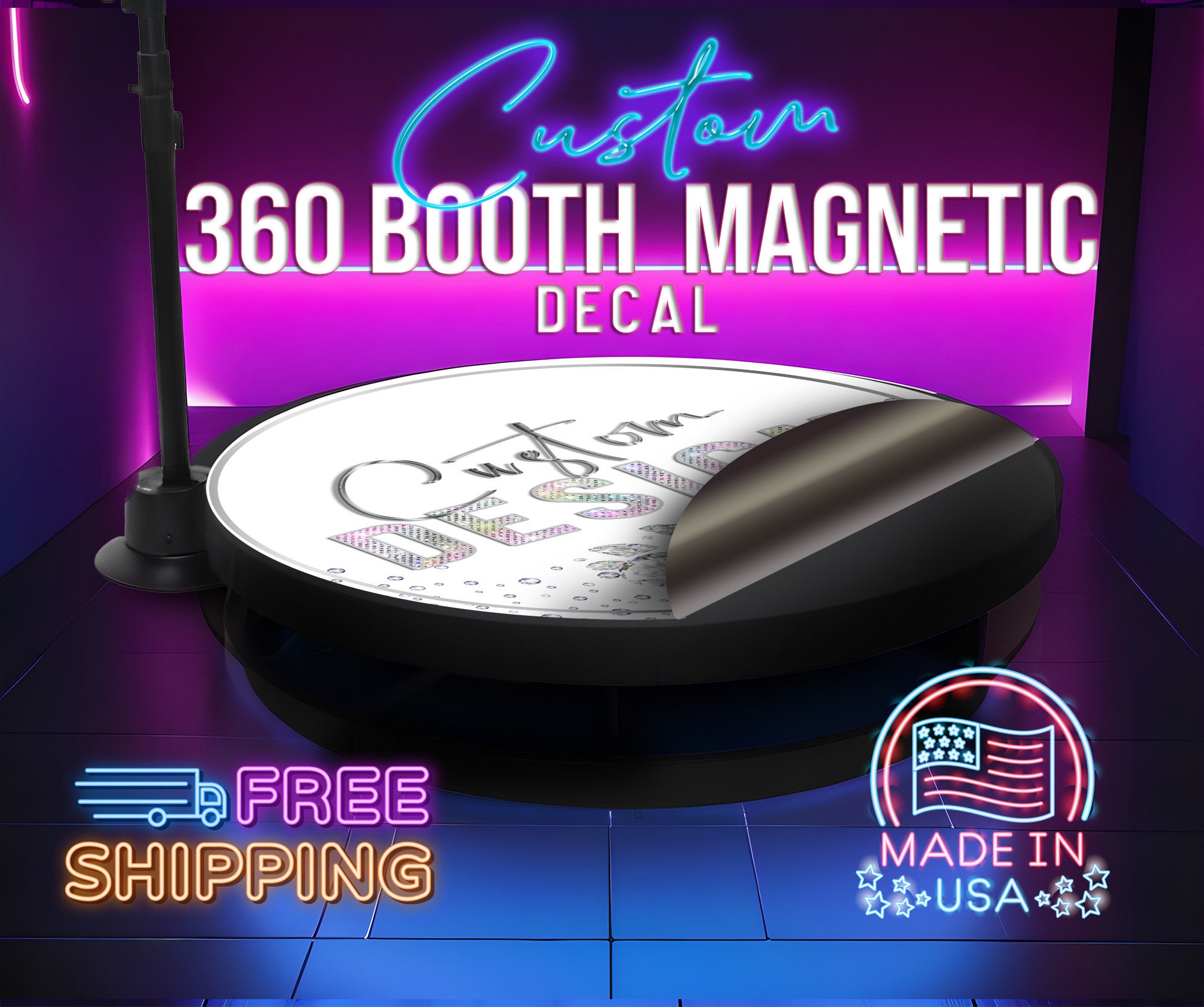 360 Photo Booth Magnetic Decal | Custom Magnet 360 Photo Booth Wrap ...