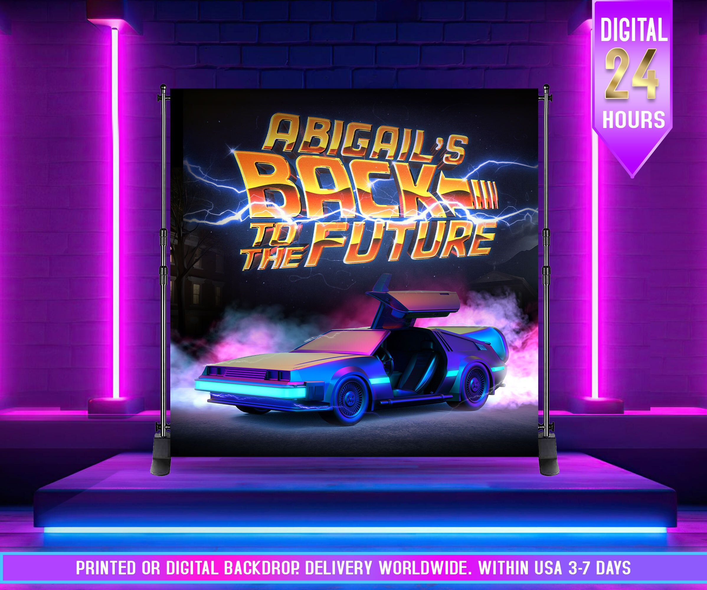 Back to the Future Backdrop | 80s 90s Theme Backdrop | BTTF Backdrop ...