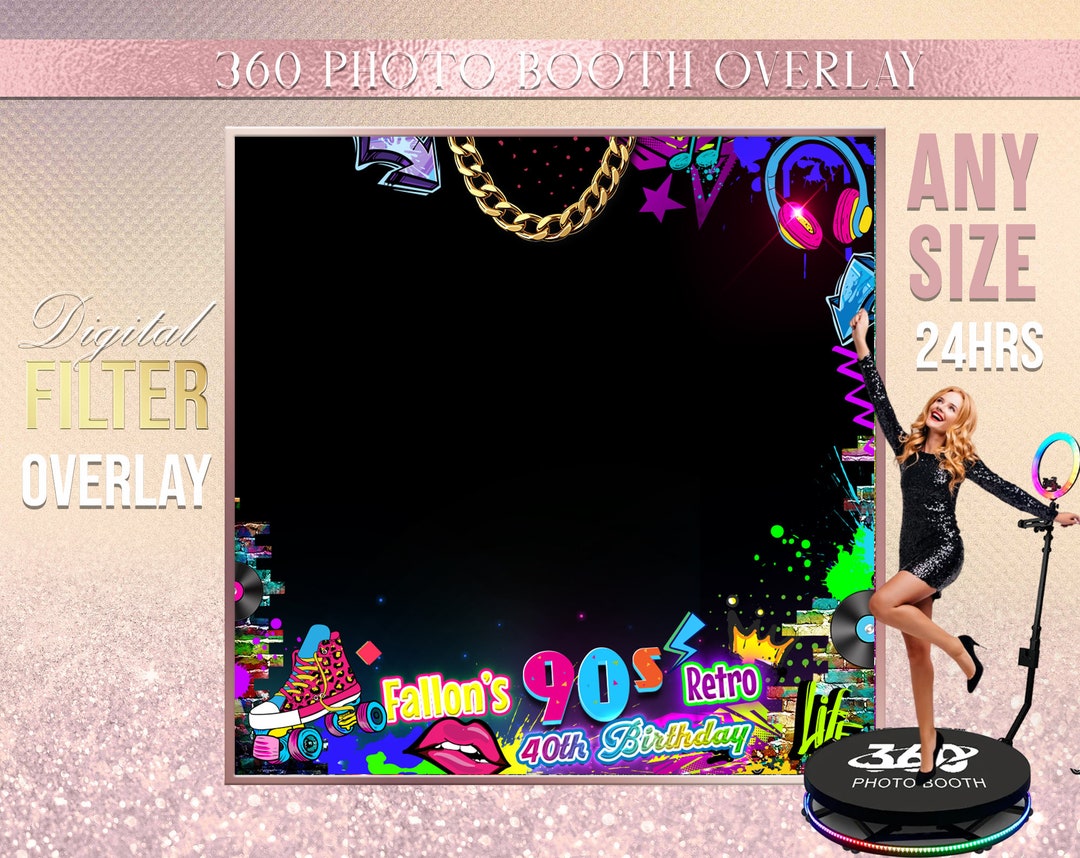 90s 80s Birthday Photo Booth Photo Template, Disco Birthday Overlay ...