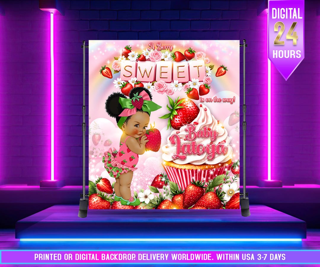 Strawberry Baby Shower Backdrop | A Sweet Baby on the Way Party Theme ...