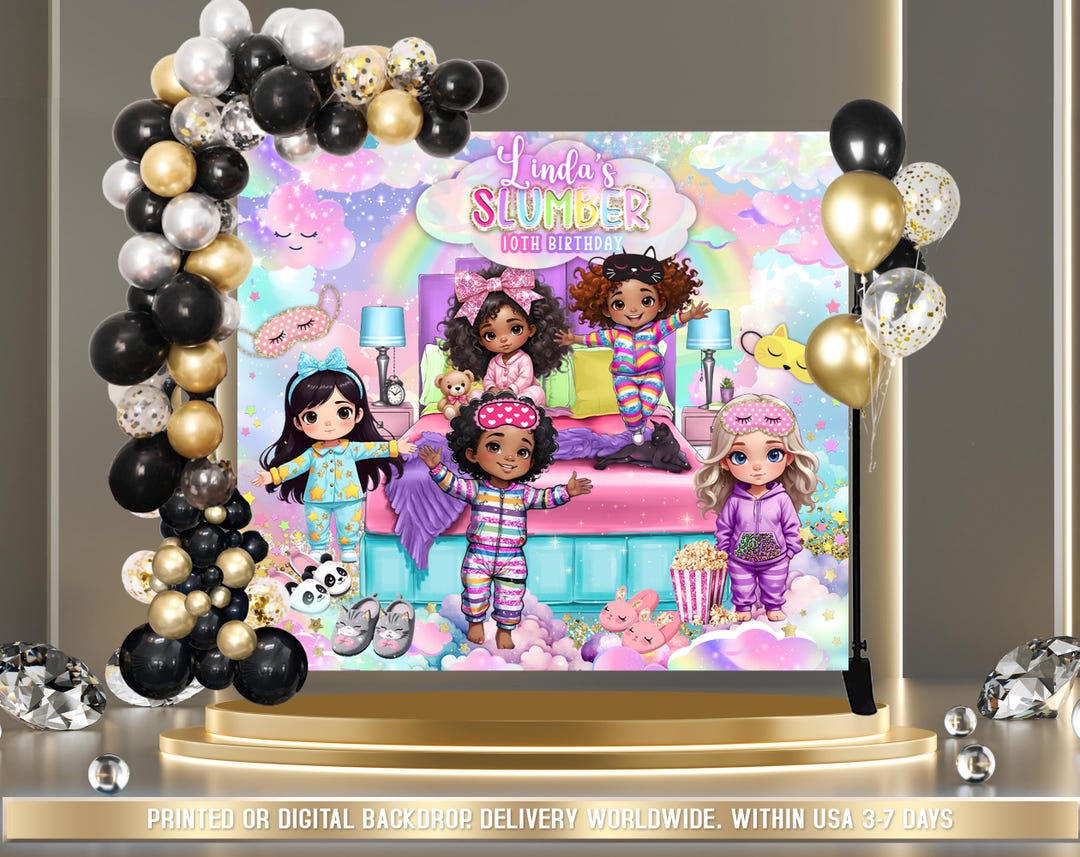 Slumber Party Backdrop for Girls Sleepover Party Decoration Pjm Pillow ...