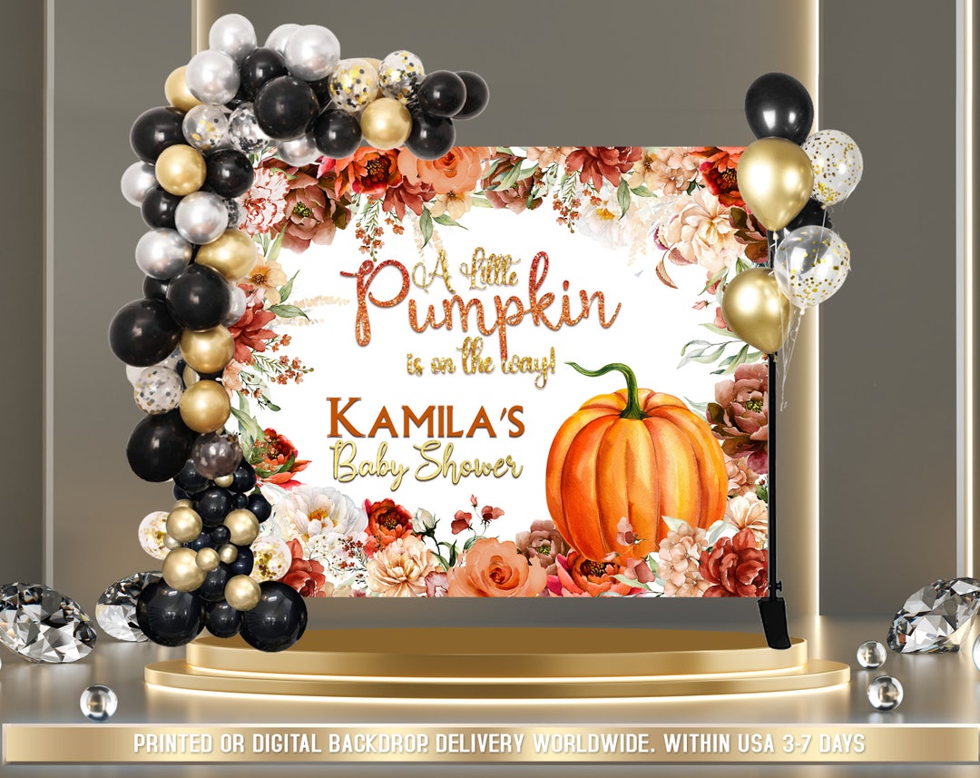 Autumn Baby Shower Backdrop Fall Baby Shower Backdrop Pumpkin Baby ...