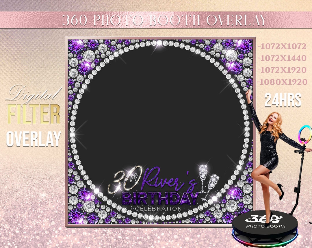 Purple Photo Booth Photo Template Birthday Party Diamonds Photo Booth ...