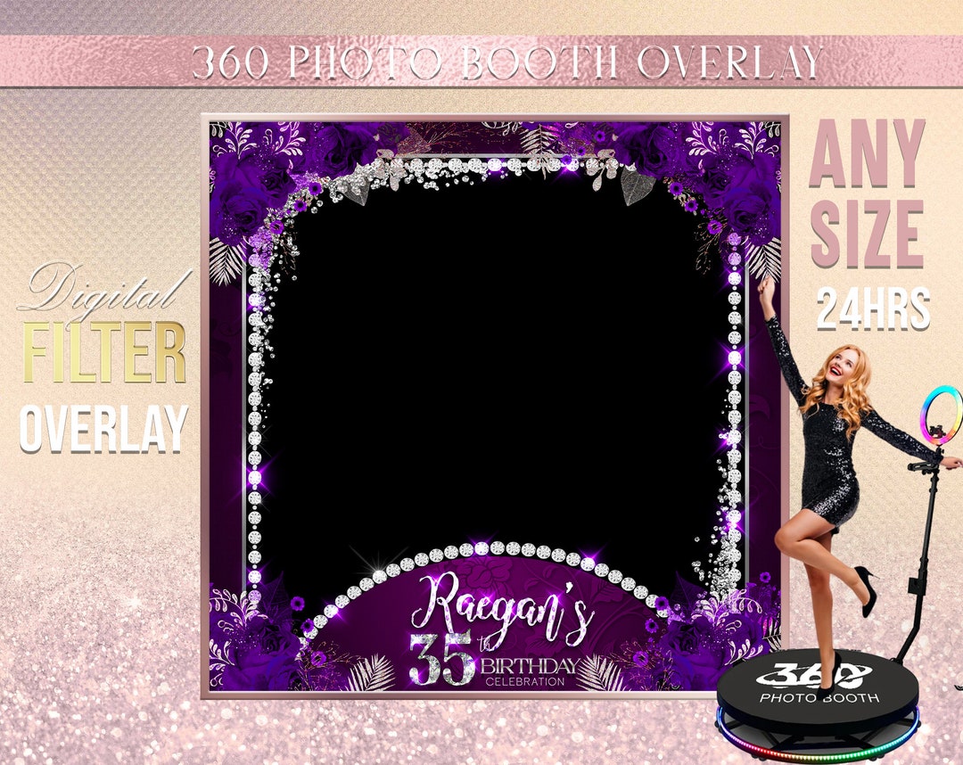 Purple Photo Booth, Purple Photo Template Birthday Party, Woman ...