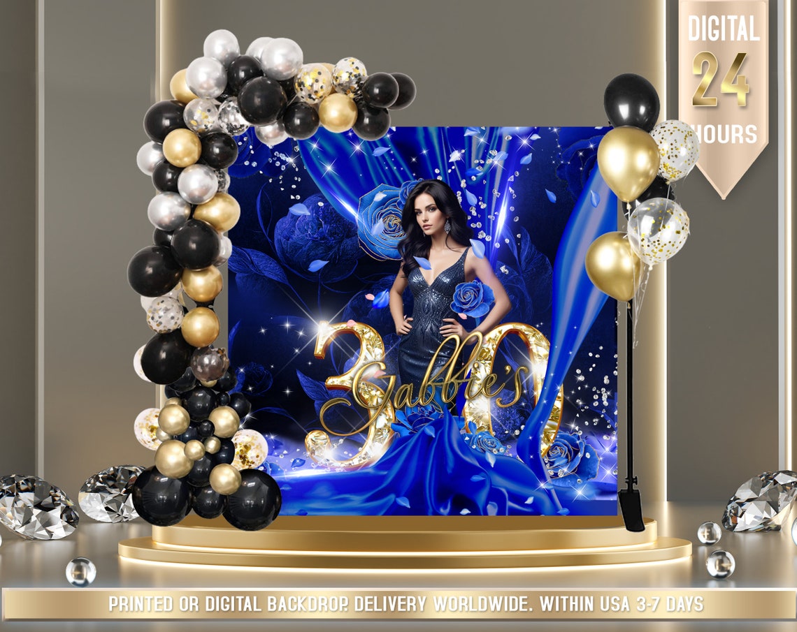 Royal Blue Birthday Backdrop Blue Sparkle Background Blue Backdrop ...