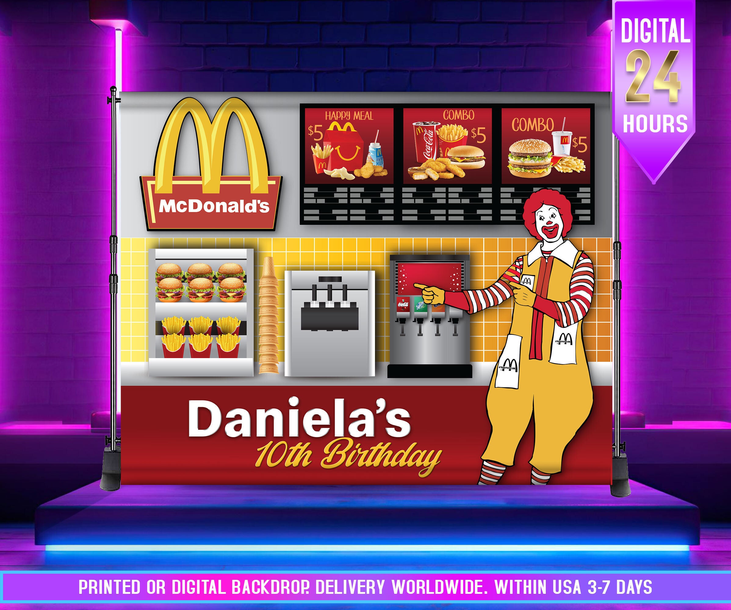 Fast Food Backdrop | Burgers Birthday Backdrop | Foodie Banner | - Etsy