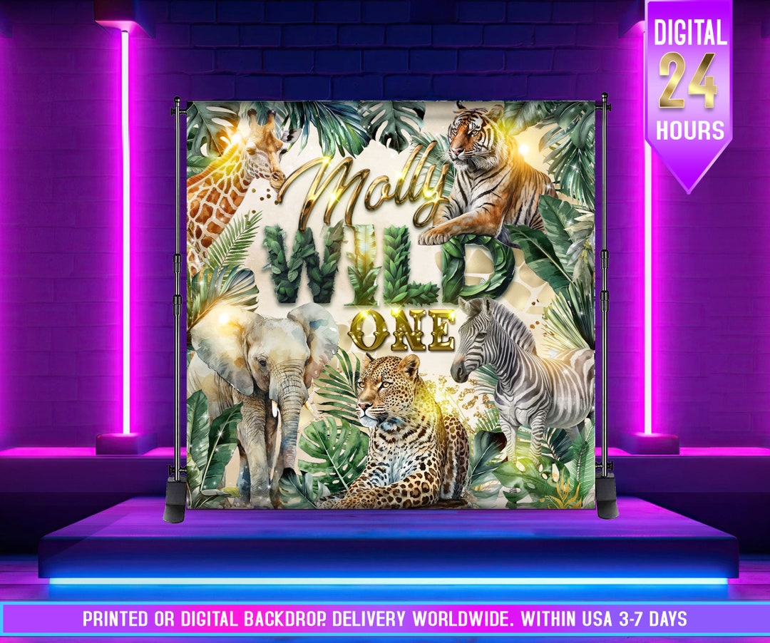 Safari Wild One Backdrop| Jungle Animals First Birthday Banner| Safari ...