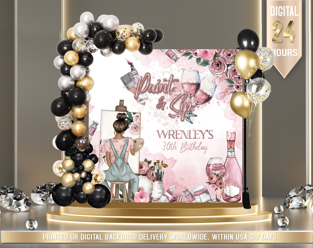 Paint and Sip Backdrop | Sip and Paint Backdrop | Paint Party Backdrop ...