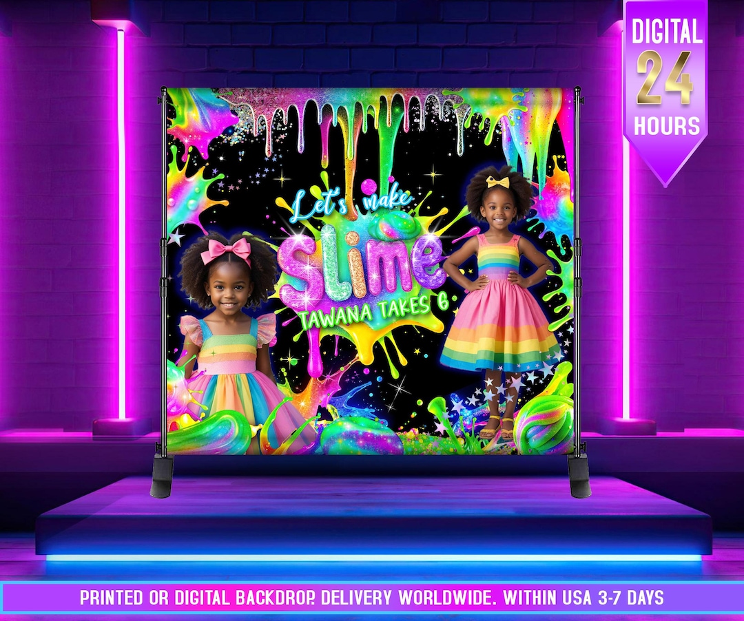 Slime Party Backdrop | Slime Banner Birthday | Slime Backdrop | It's ...