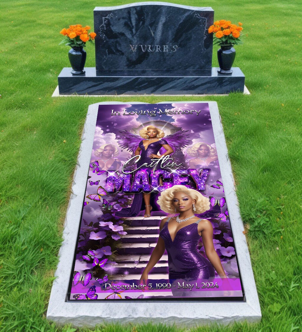 Printed Grave Blanket Purple Sky Funeral Wrapper Custom Grave Bkanket Memorial Blanket Grave ...