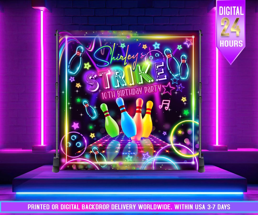 Bowling Birthday Backdrop: Strike Party Decor (digital or Printed) - Etsy