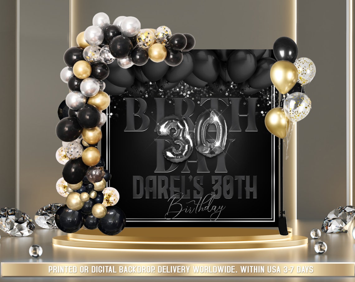 Black Man's Birthday Backdrop Man's Birthday Background Black Backdrop ...