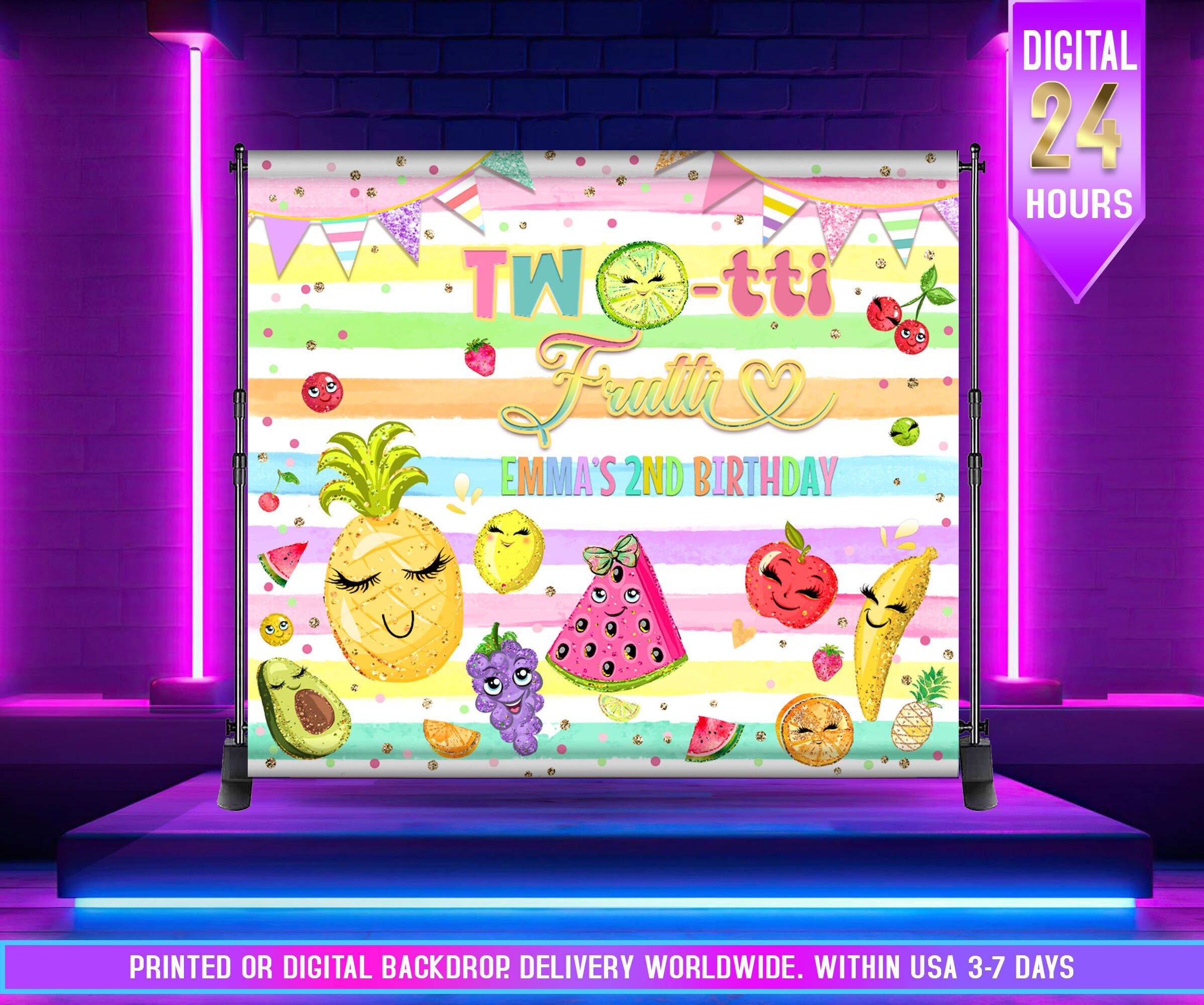 Printable Two-tti Frutti Backdrop. Custom Tutti-frutti Birthday Banner ...