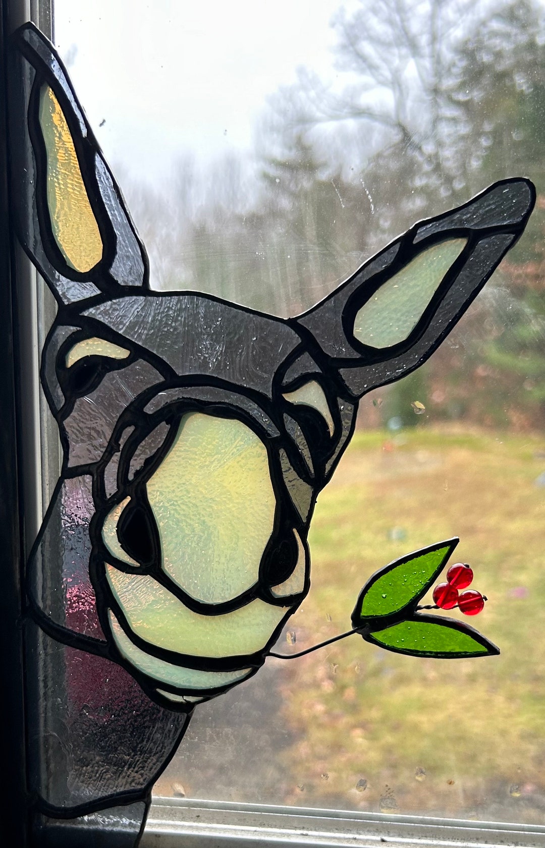 Stained Glass Window Frame Peeking Donkey/mule - Etsy