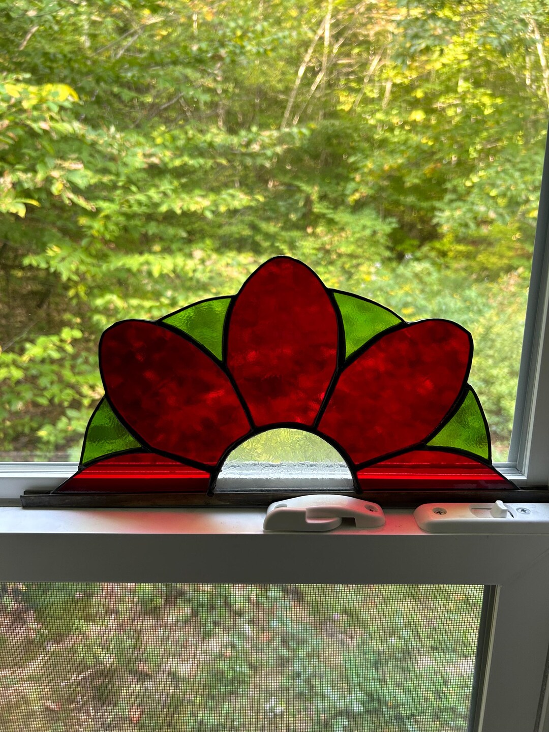 Stained Glass Half Round Flower - Etsy