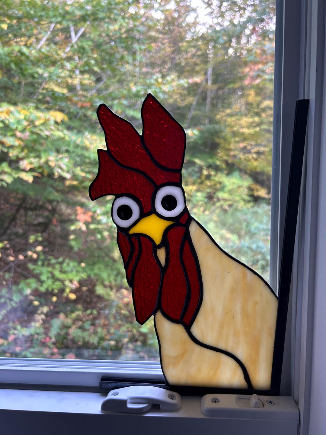 Stained Glass Window Frame Peeking Rooster/chicken - Etsy