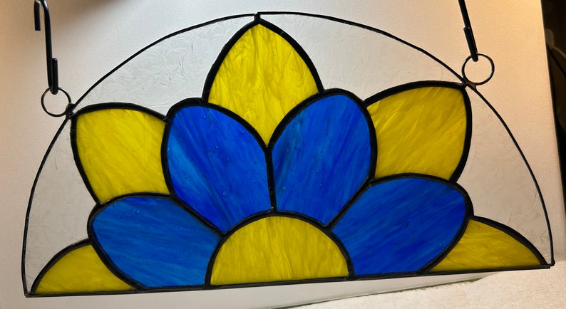 Stained Glass Half Round Flower - Etsy