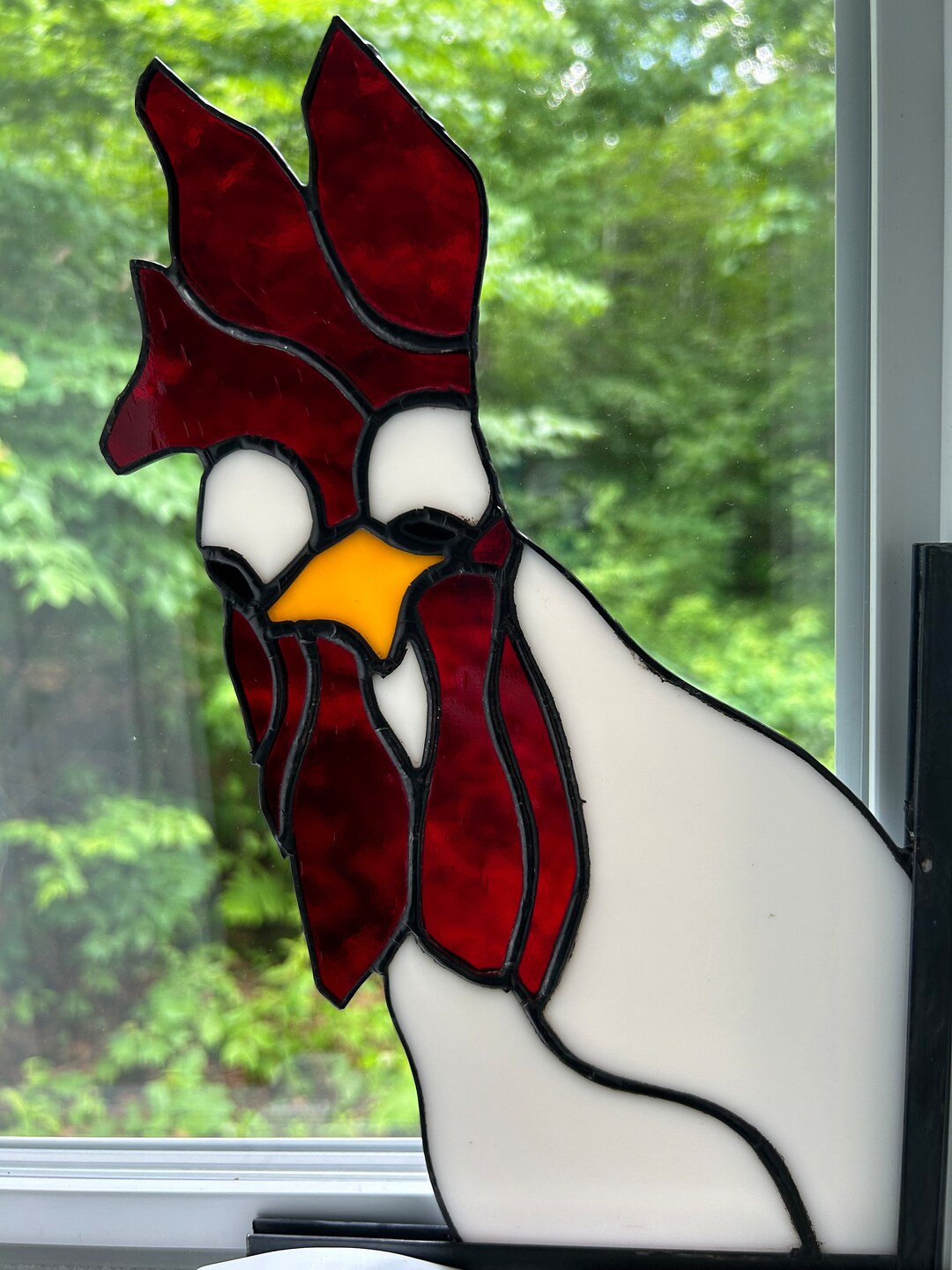 Stained Glass Window Frame Peeking Rooster/chicken - Etsy