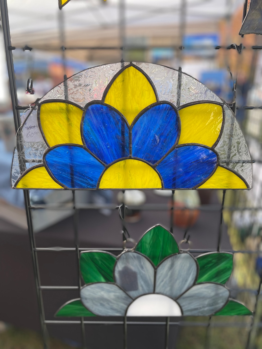 Stained Glass Half Round Flower - Etsy