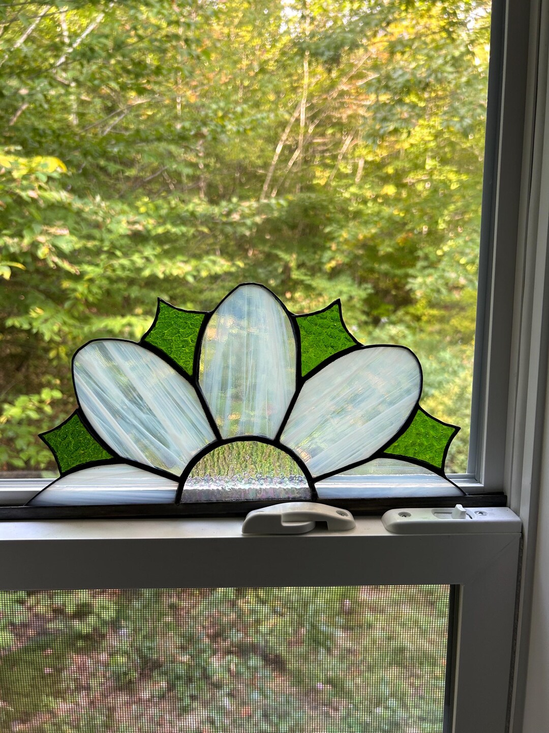 Stained Glass Half Round Flower - Etsy