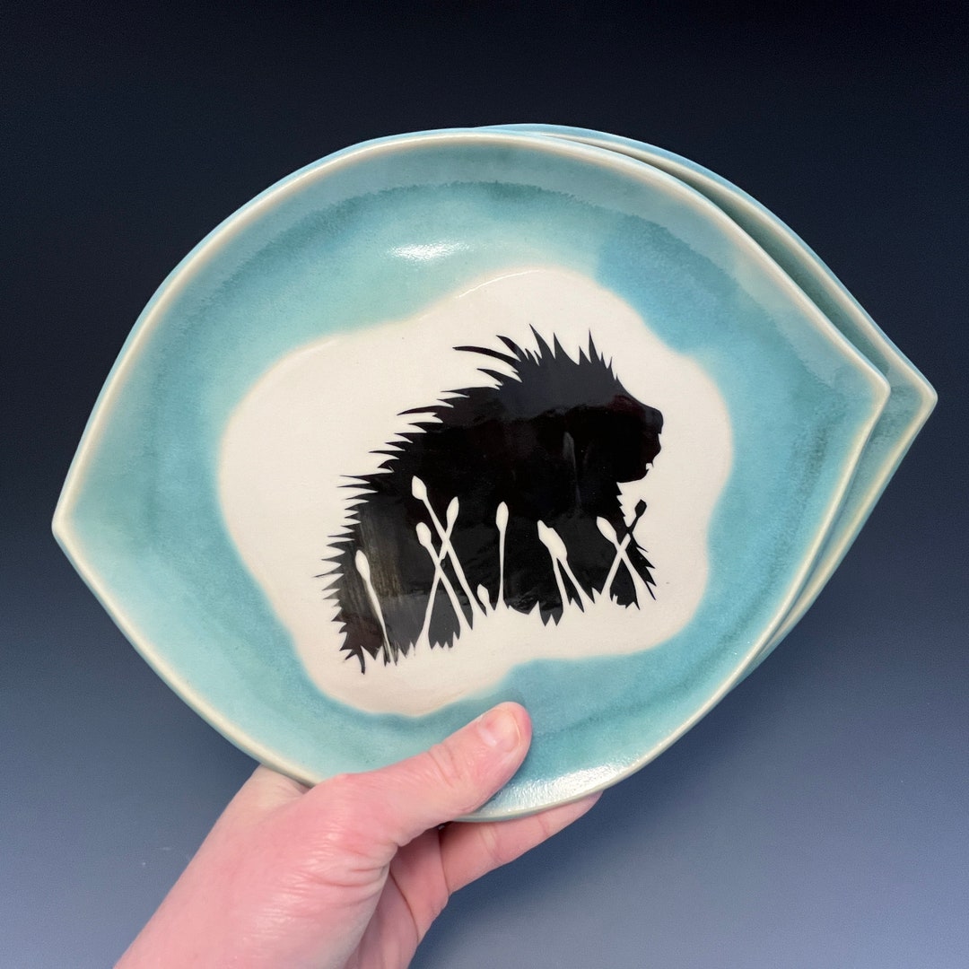 Buy Porcupine Stenciled Lunch Plates Set of Two//ceramics and Pottery ...