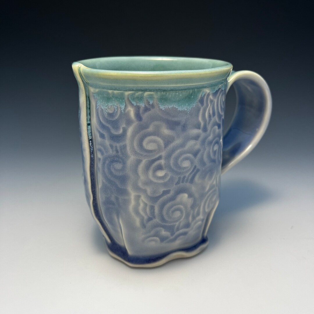 Handmade Darted Textured Clouds Coffee Mug// Tea Mug, Turquoise ...