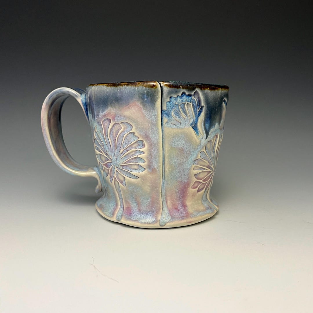 Handmade Flower Stamp Mug// Ceramics and Pottery, Mug for Tea, Coffee ...