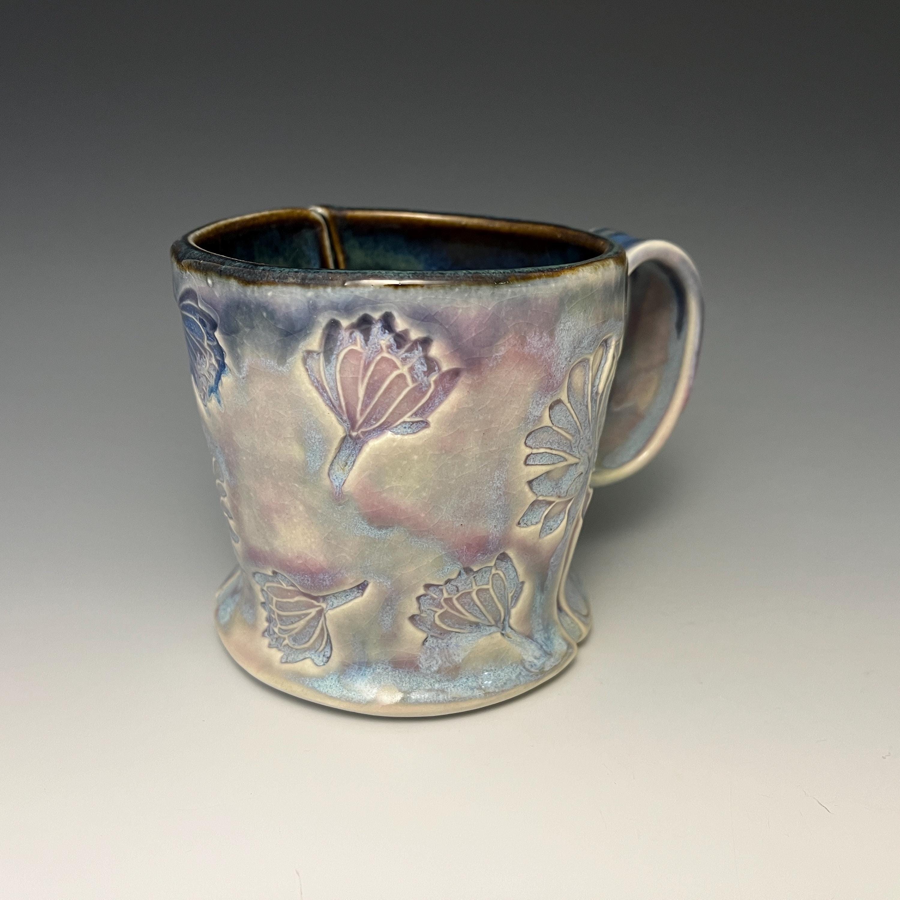 Handmade Flower Stamp Mug// Ceramics and Pottery, Mug for Tea, Coffee ...