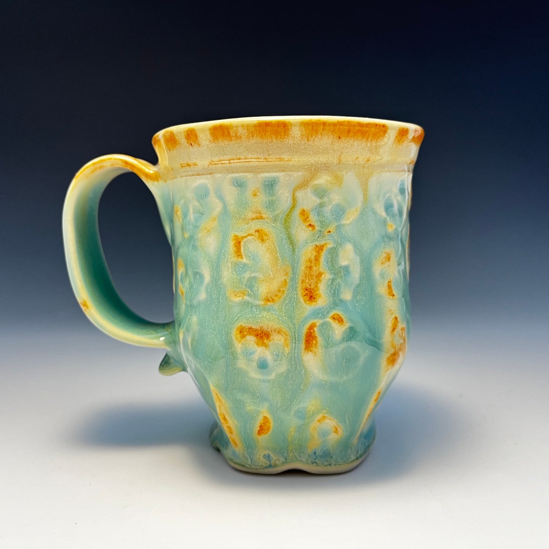 Second**handmade Darted Textured Skull Coffee Mug// Tea Mug, Shino ...