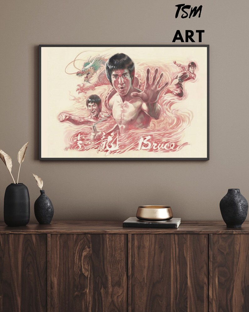 Bruce Lee Drawing A3 Print Enter the Dragon Man Cave Art Gift for Men ...