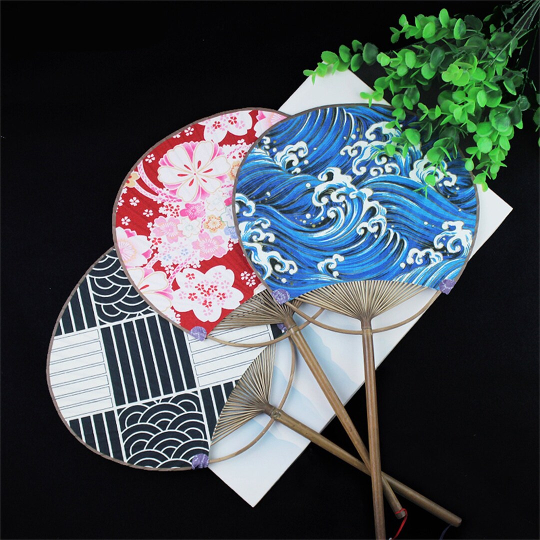 Japanese Round Hand Fan Bamboo Fan Uchiwa Fan Summer Hand - Etsy