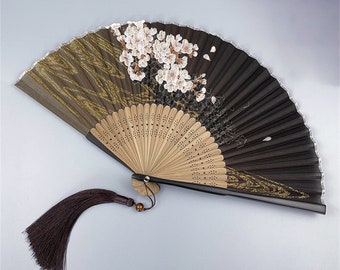Japanese Mount Fuji Hand Folding Fan, Japanese Silk Hand Fan, Vintage ...