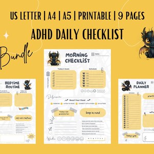 ADHD Daily Checklist Bundle | ADHD Planner | Printable and Editable for ...