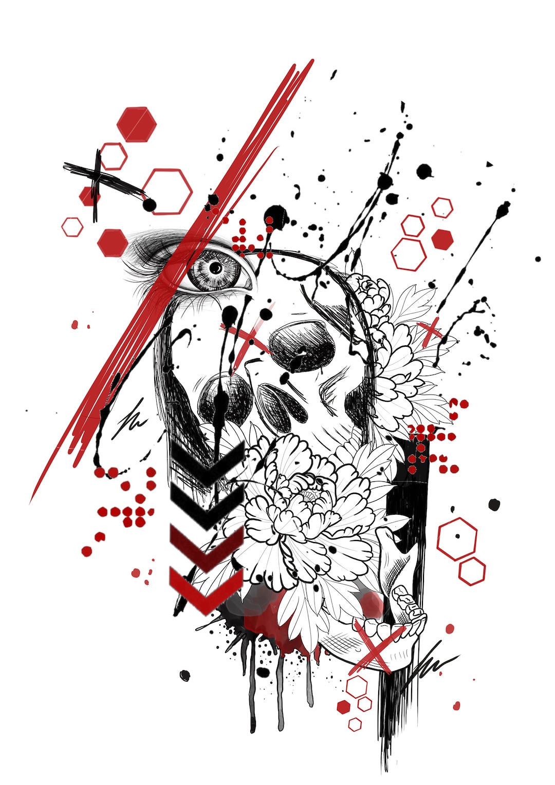 Trash Polka Flowers Skull and Eye - Etsy