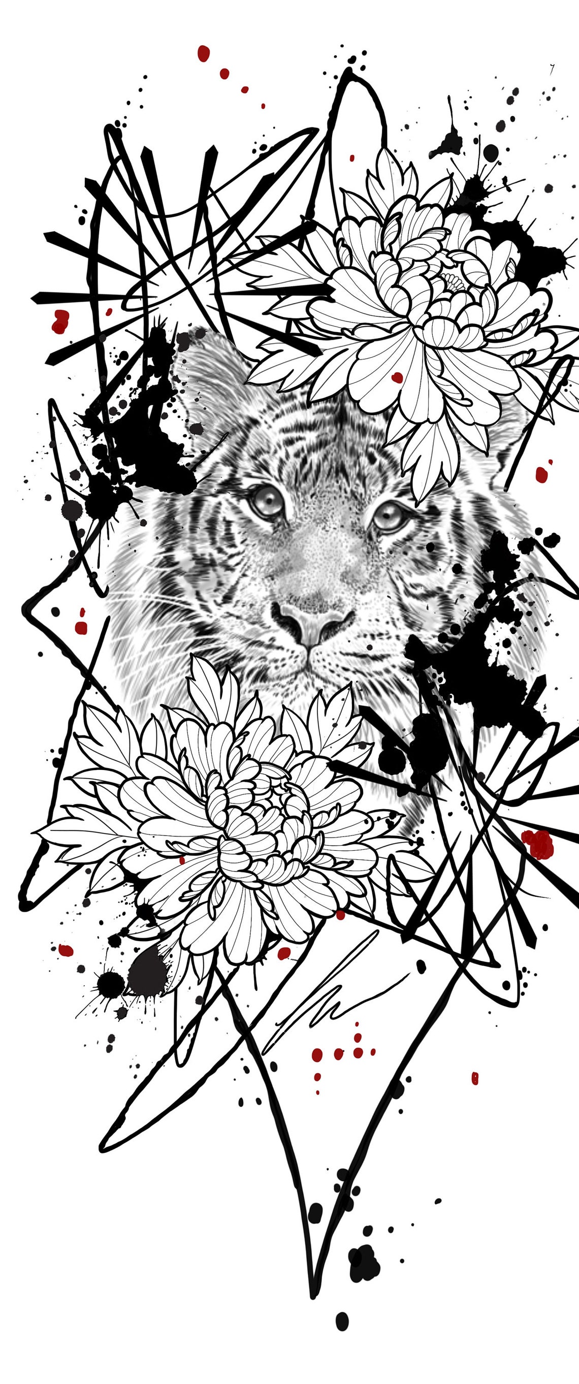 Trash Polka Tiger With Flowers - Etsy