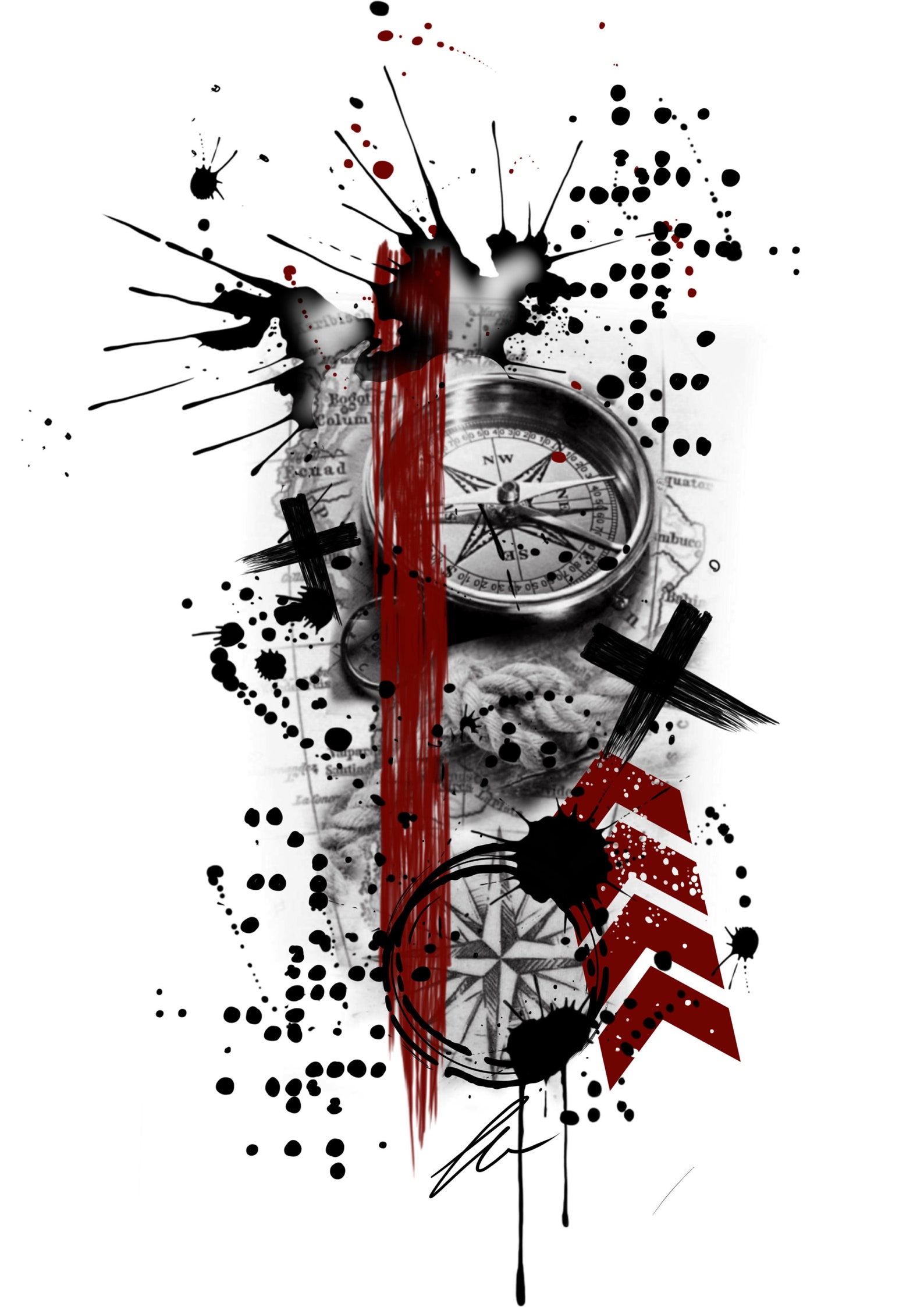 Trash Polka Compass and Map - Etsy