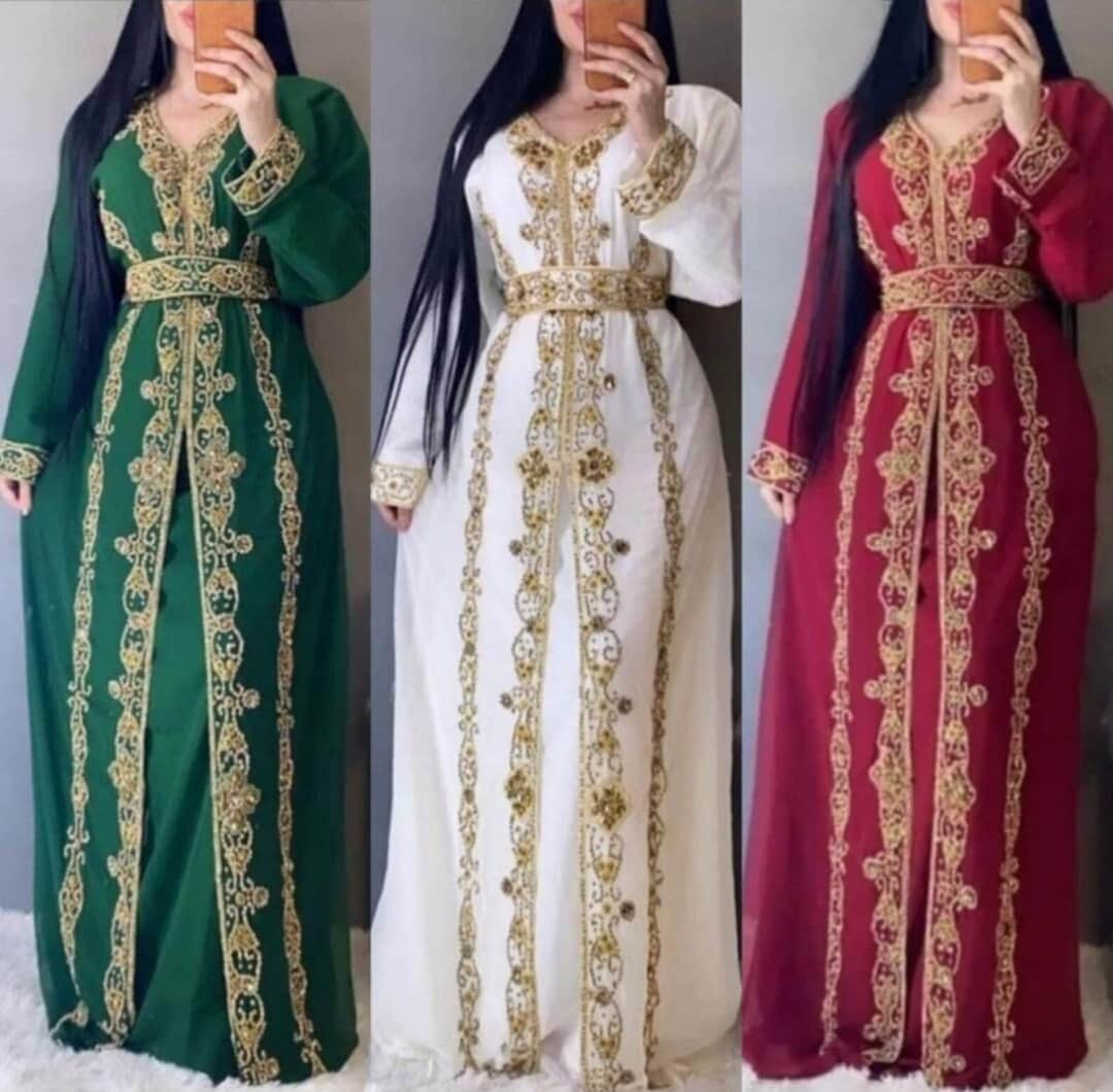 Sale Dubai Moroccan Kaftan Fish Cut Arabic Abaya Maxi Hand Beaded ...