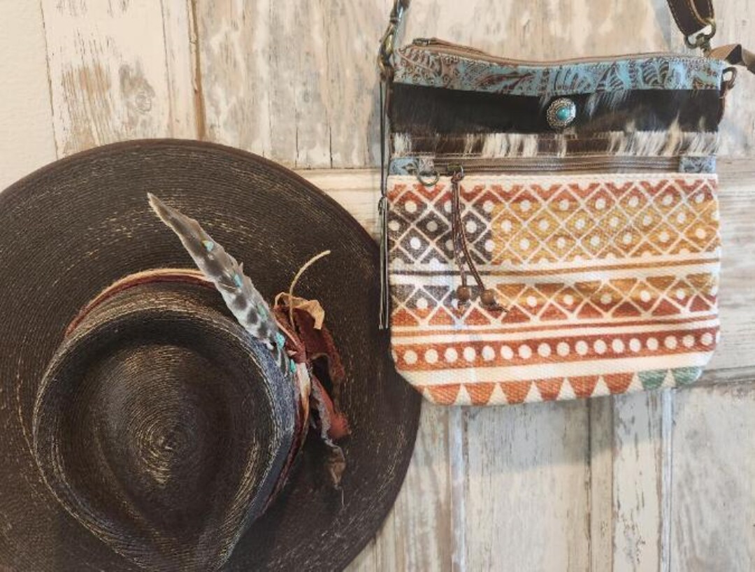 Chic Indie Funky Hairon/leather/canvas Crossbody - Etsy