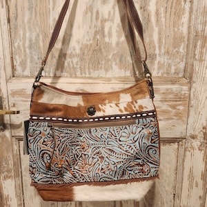 Peridot Canvas and Brown and White Hair-on Bag - Etsy