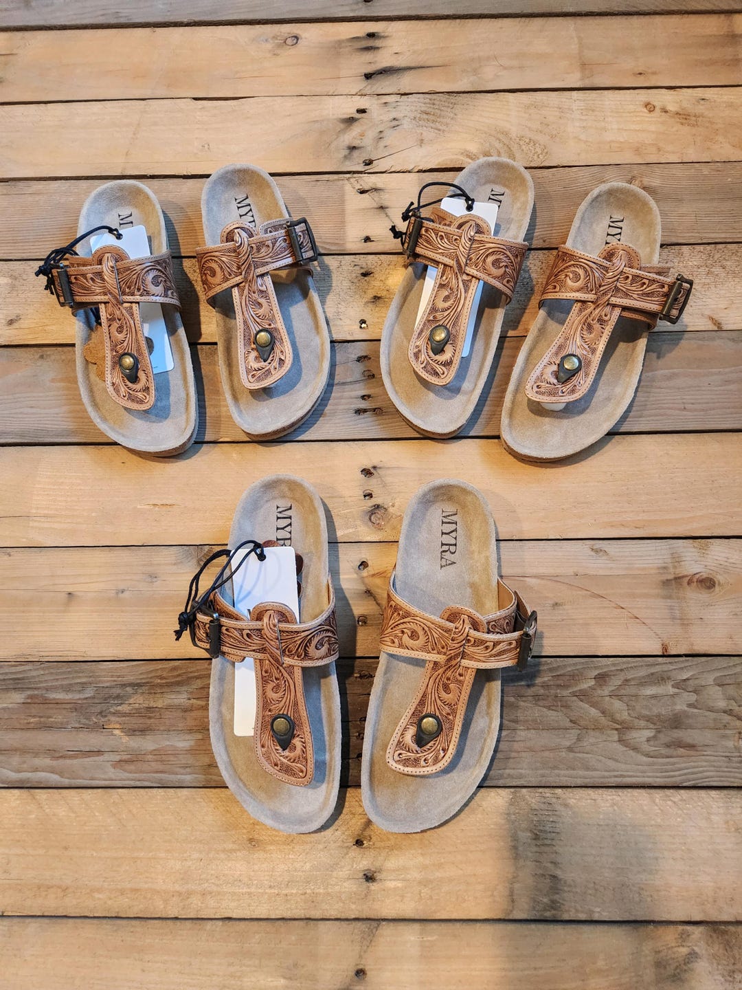 Tooled Leather T Sandals - Etsy
