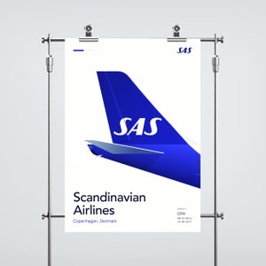 SAS Scandinavian Airlines Aviation Poster - Etsy