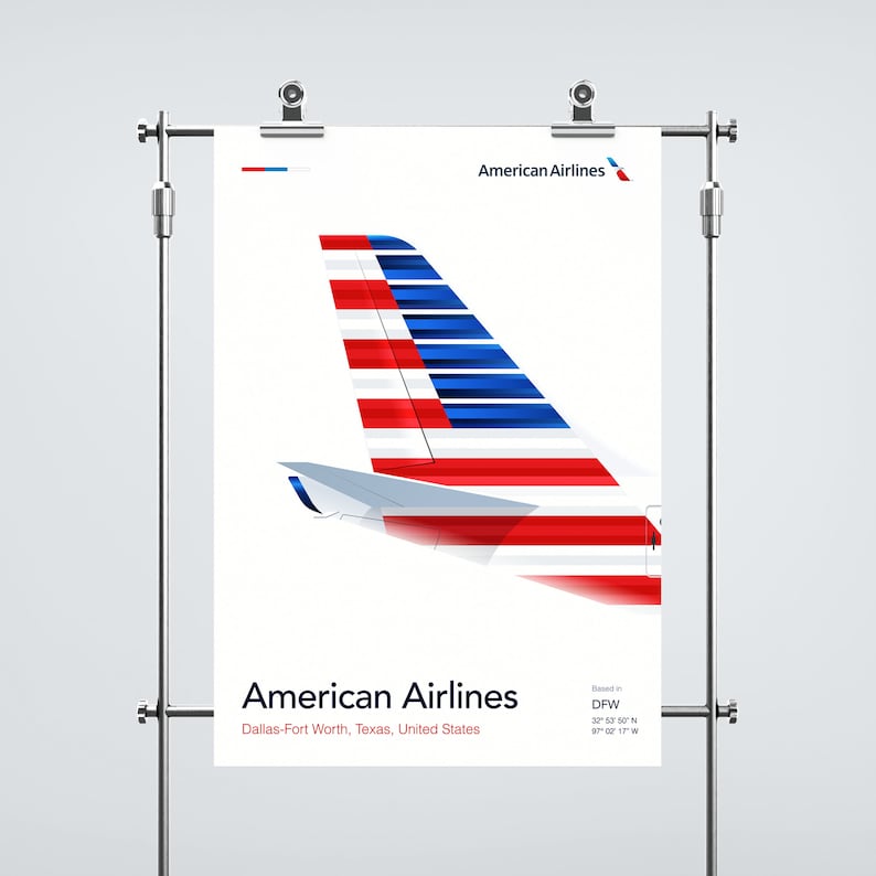 American Airlines Aviation Poster - Etsy