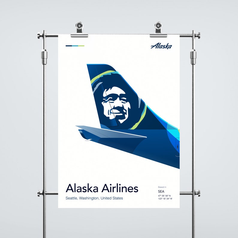 Alaska Airlines Aviation Poster - Etsy
