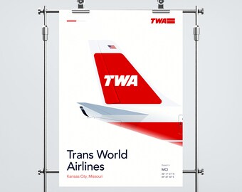 TWA Trans World Airlines Airplane A3 Downloadable Art Print Retro ...