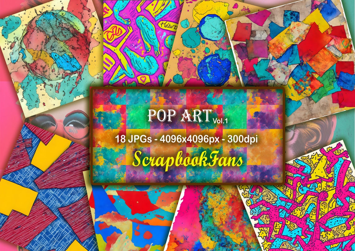 Scrapbooking, Pop Art Digital Paper Designs, Andy Warhol Ephemera ...