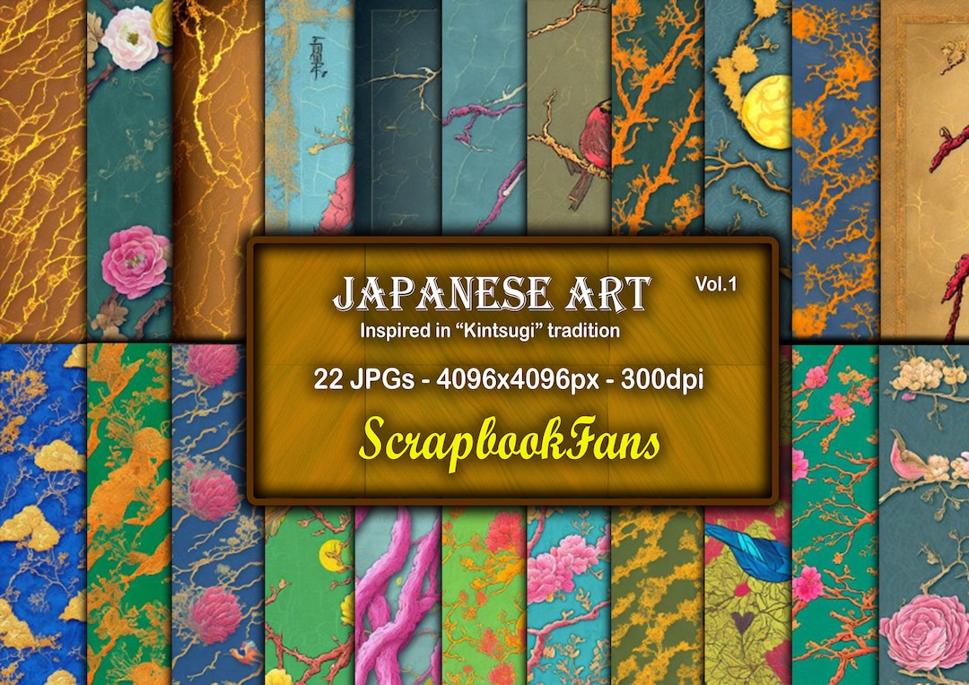 22 Textures Japanese, Digital Scrapbook Paper, Junk Journal Printable ...