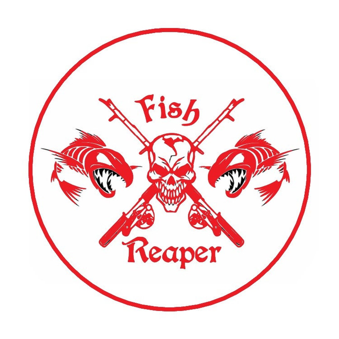 Fish Reaper | Sticker | Fishing | Fish Reaper | Red | 1"(48), 1.75"(20 ...