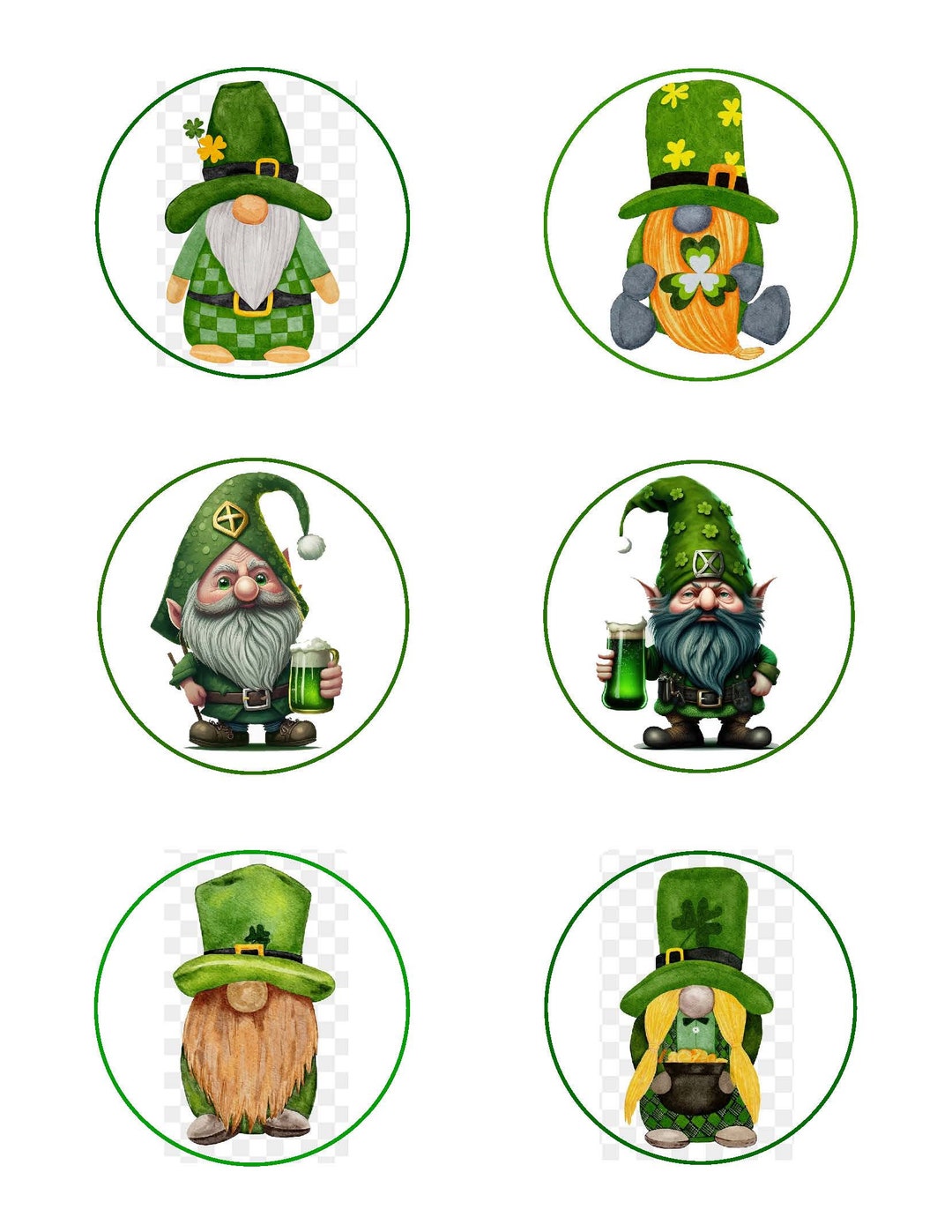 Gnomes Stickers St. Patrick's Day 3 Diameter Circle Sticker Irish 6 ...