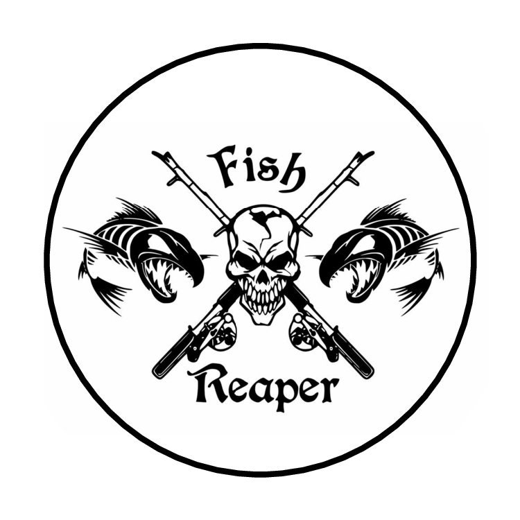 Fish Reaper | Sticker | Fishing | Reaper | Skull | 1" (48), 1.75" (20 ...