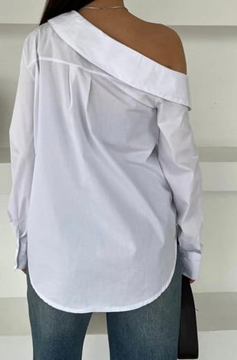 Asymmetrical Shirt With Collar Detail - Etsy